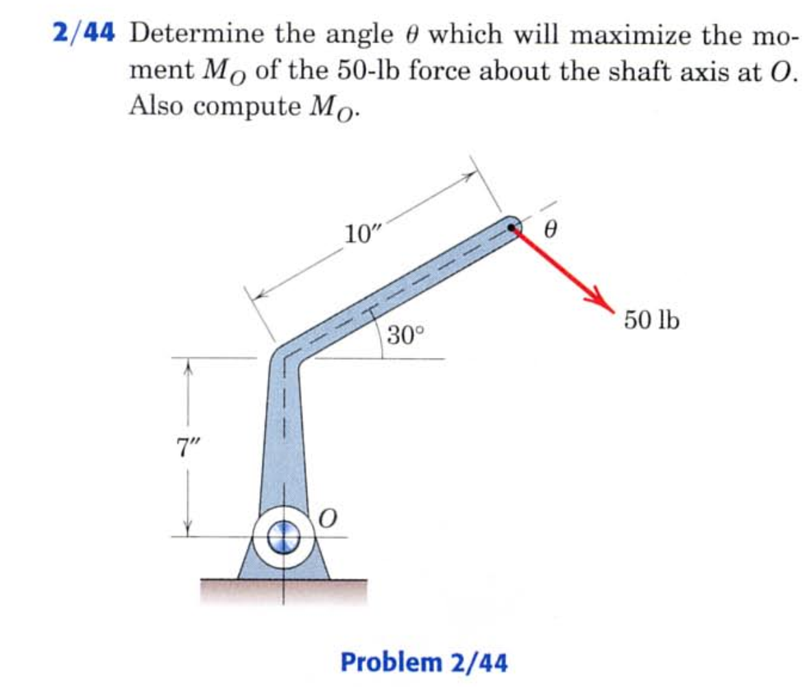 Solved 2/44 Determine the angle θ which will maximize the | Chegg.com