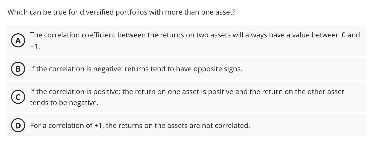 Solved Which can be true for diversified portfolios with | Chegg.com