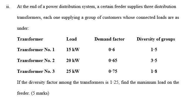 Solved ii. At the end of a power distribution system, a | Chegg.com