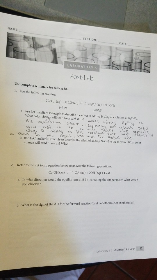 Solved NAME: SECTION DATE: LABORATORY S Post-Lab Use | Chegg.com