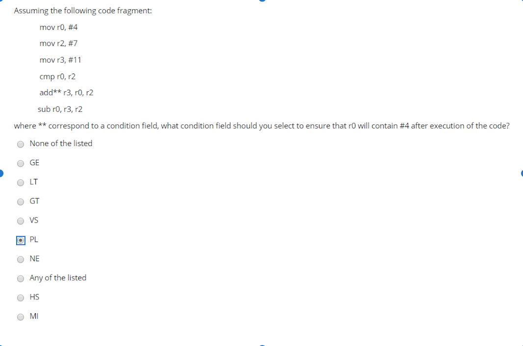 Solved Assuming the following code fragment: mov r0, #4 mov | Chegg.com