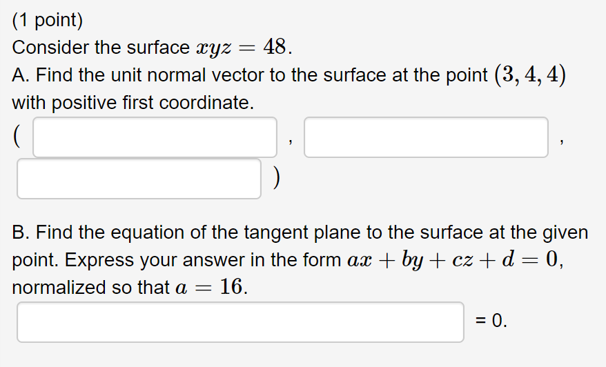 Solved (1 point) Find the points on the surface 3x2 + 4y2 | Chegg.com