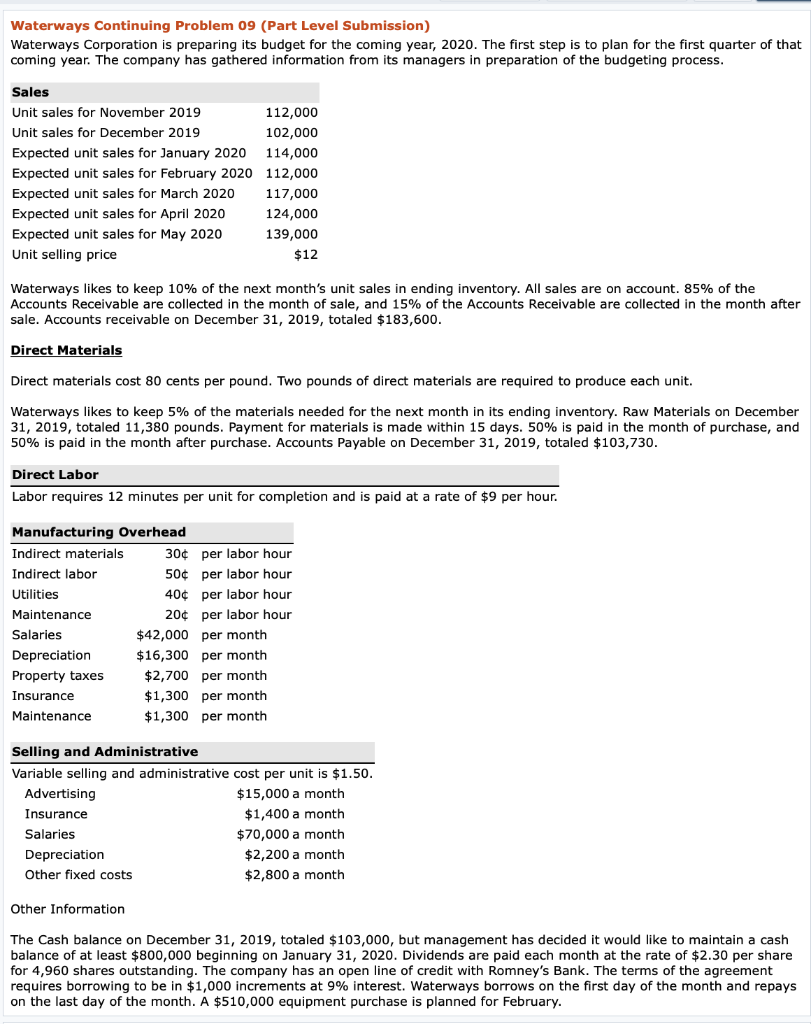 Solved Waterways Continuing Problem 09 (Part Level | Chegg.com