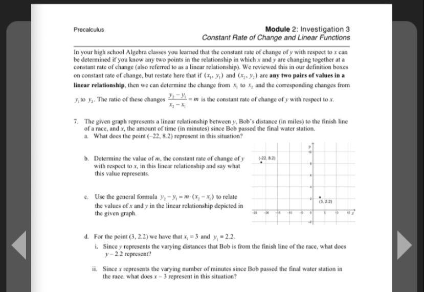 Solved Precalculus Module 2: Investigation 3 Constant Rate | Chegg.com