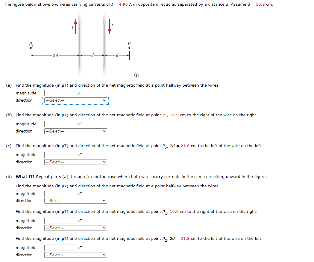Solved The figure below shows two wires carrying currents of | Chegg.com