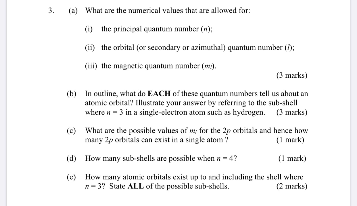 Solved 3. (a) What are the numerical values that are allowed | Chegg.com