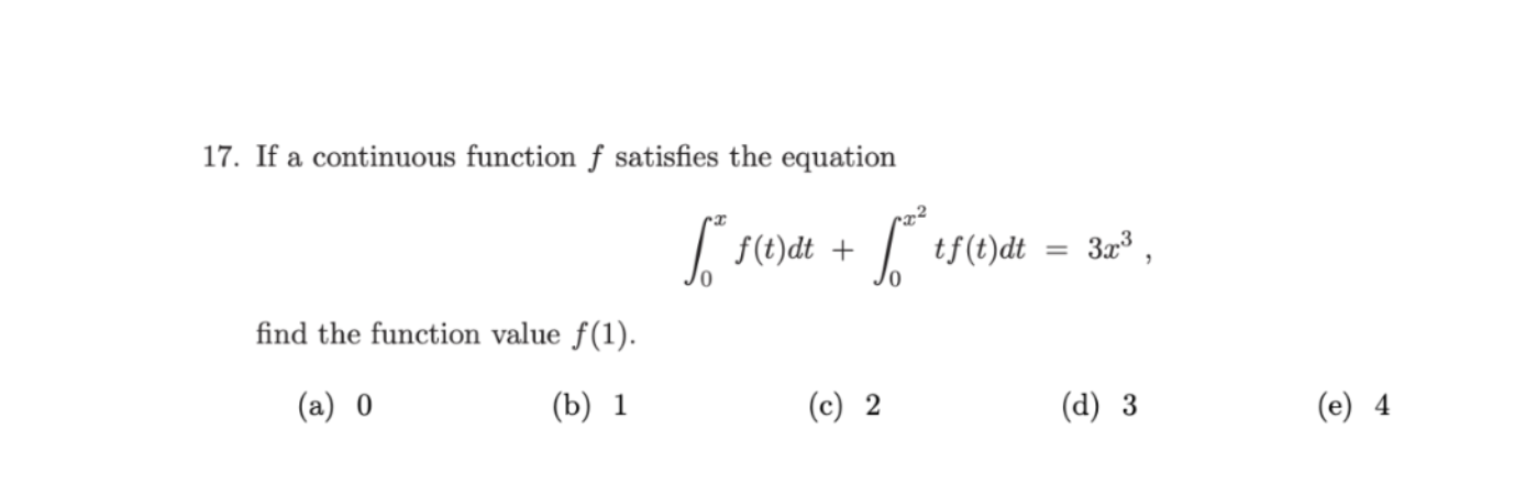 Solved 17. If a continuous function f satisfies the equation | Chegg.com