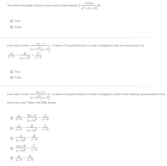 Solved The method of partial fractions can be used to help | Chegg.com