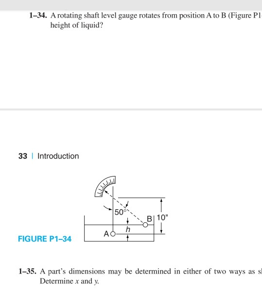 Solved 1-34. A rotating shaft level gauge rotates from | Chegg.com