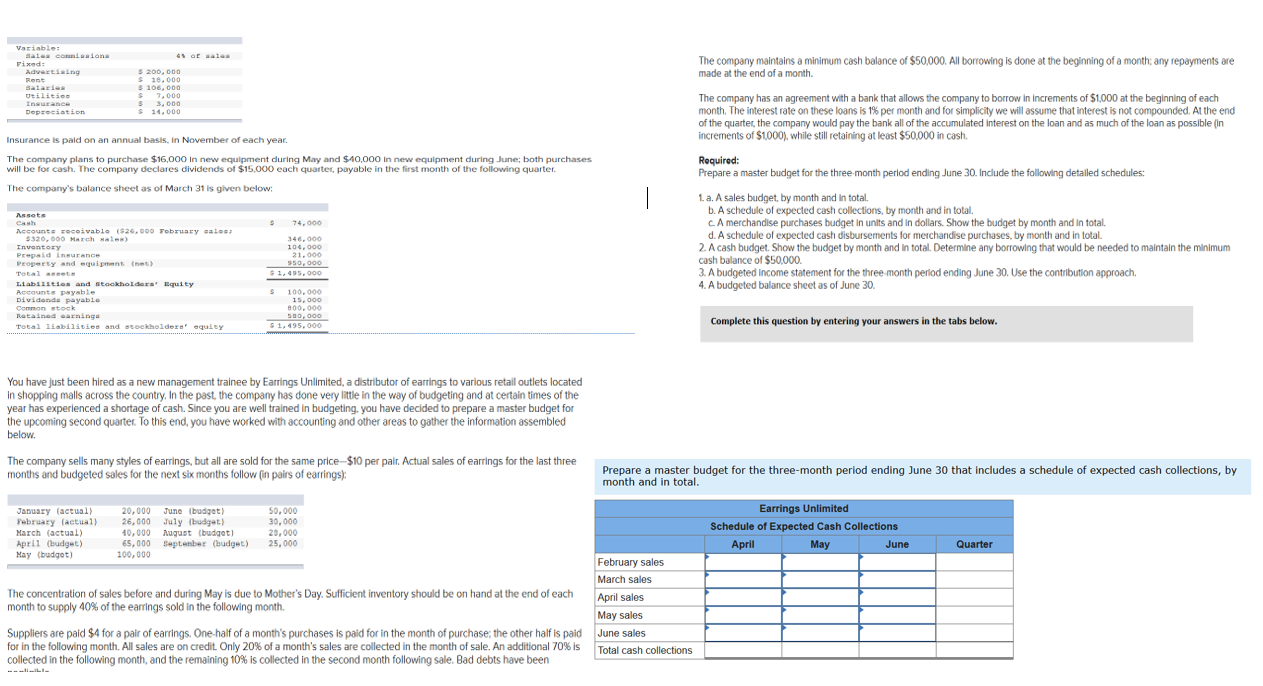 Solved The company maintains a minimum cash balance of | Chegg.com