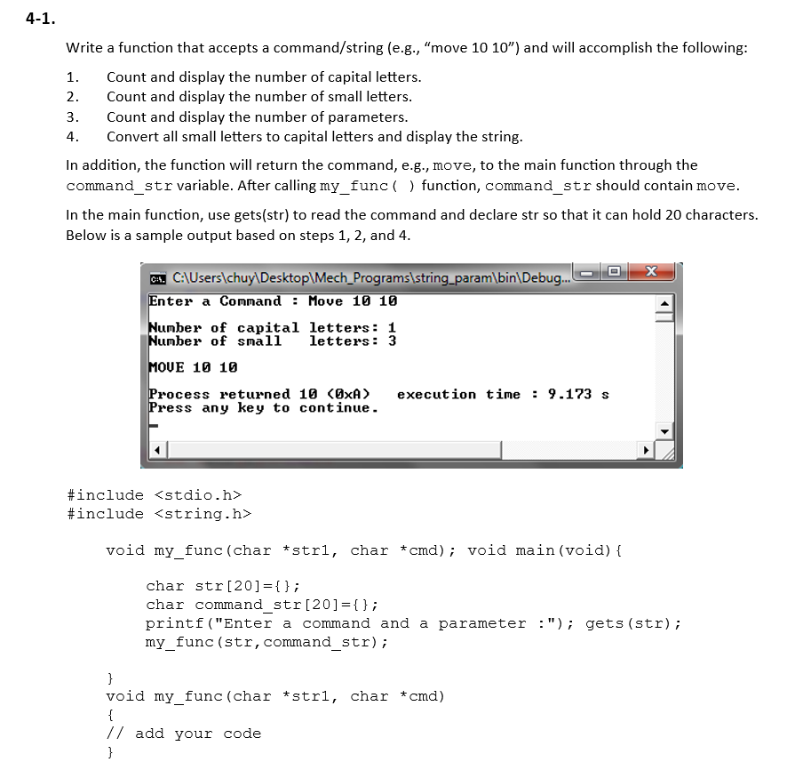 Solved Write a function that accepts a command/string (e.g., | Chegg.com