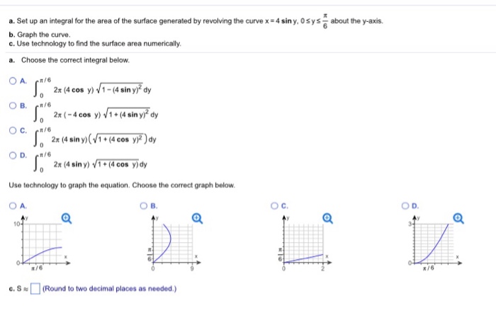 Solved a. Set up an integral for the area of the surface | Chegg.com