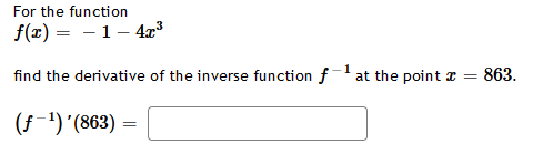 Solved For the function f(x) = -1- 4x3 find the derivative | Chegg.com
