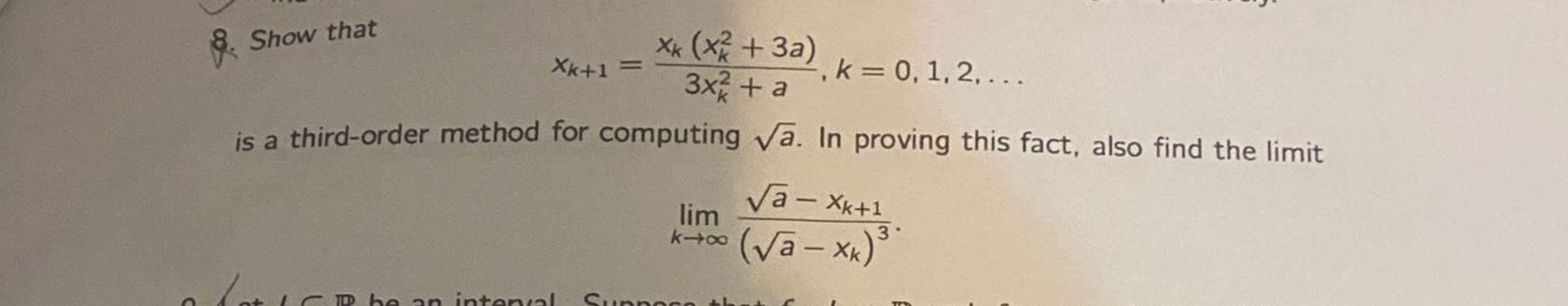 Solved is a third-order method for computing a2. ﻿In proving | Chegg.com