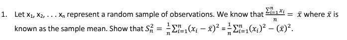 Solved 1. Let x1,x2,…xn represent a random sample of | Chegg.com