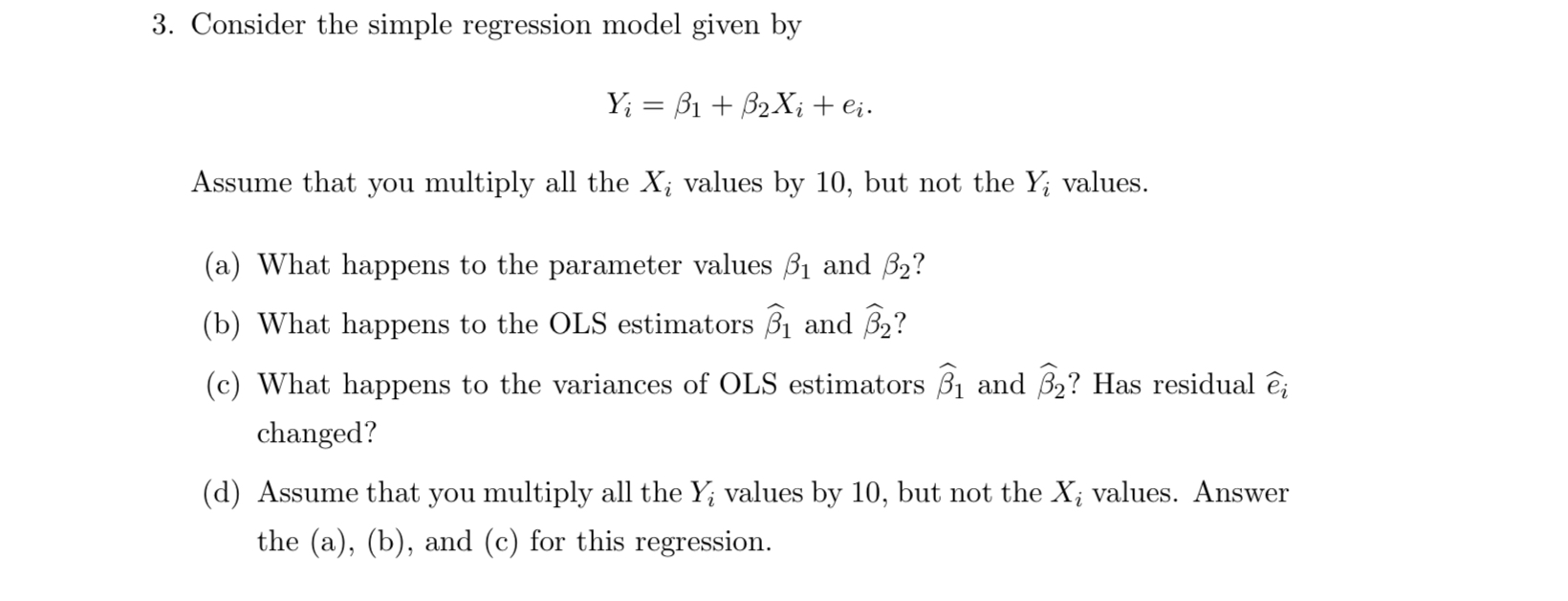 Solved 3 Consider The Simple Regression Model Given By 8572