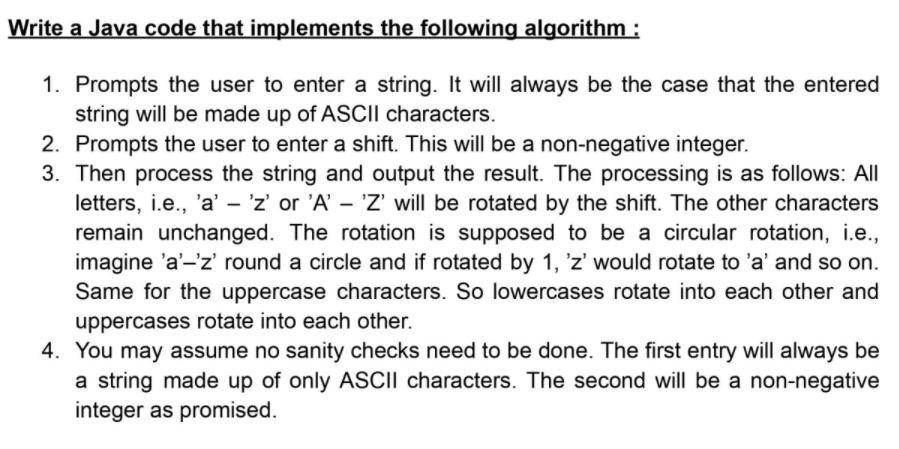 Solved Write a Java code that implements the following | Chegg.com