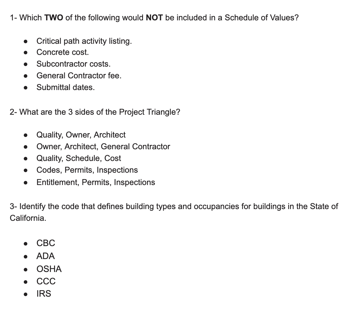 Solved 1- Which TWO of the following would NOT be included | Chegg.com