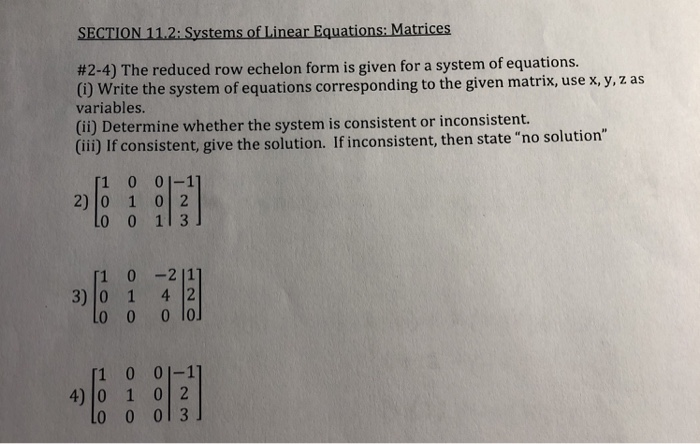 Solved SECTION 11.2: Systems of Linear Equations: Matrices | Chegg.com