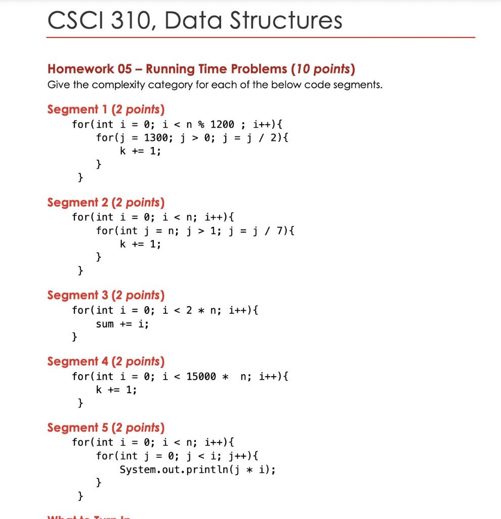 Solved Homework 05 - Running Time Problems (10 points) Give | Chegg.com