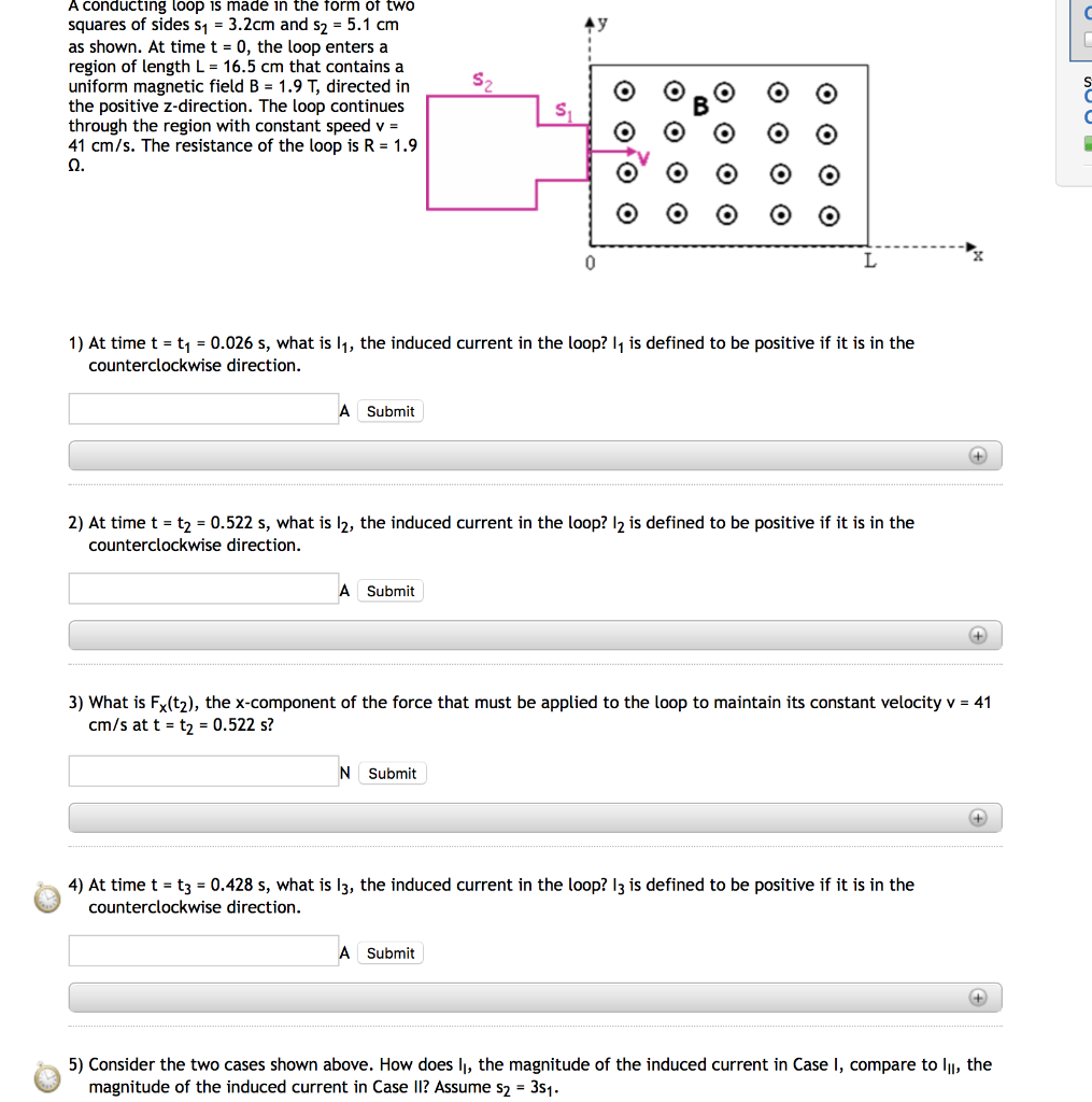 Solved A conducting loop is made in the form of two squares | Chegg.com
