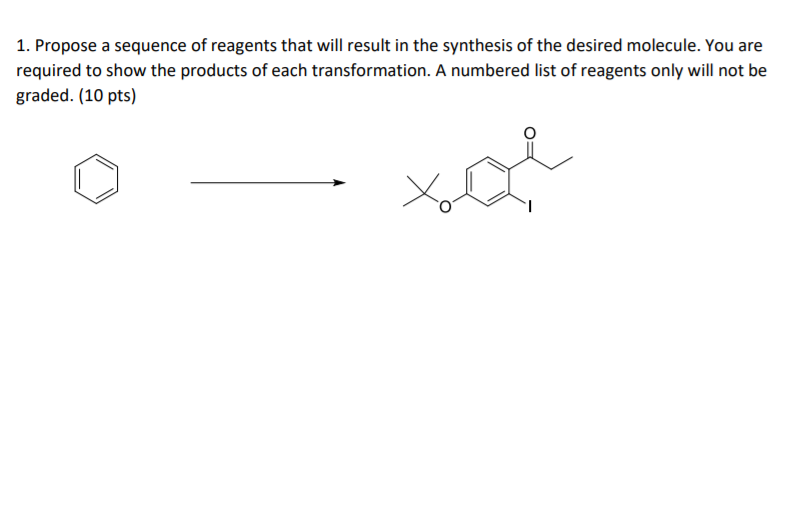 Solved 1. Propose a sequence of reagents that will result in | Chegg.com
