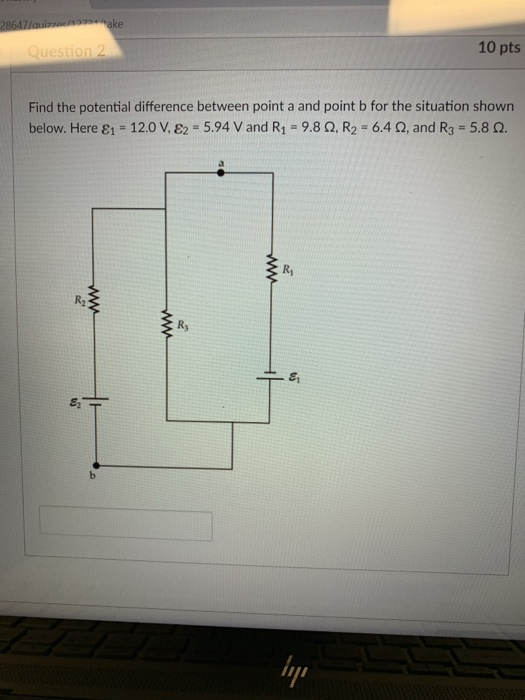 Solved 10 pts Find the potential difference between point a | Chegg.com