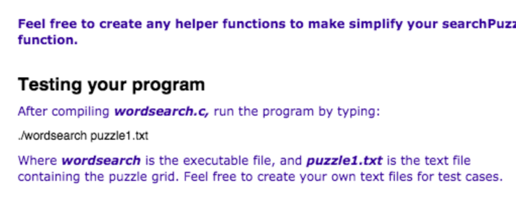 wordsearch.c The main program (wordsearch.c) is given | Chegg.com