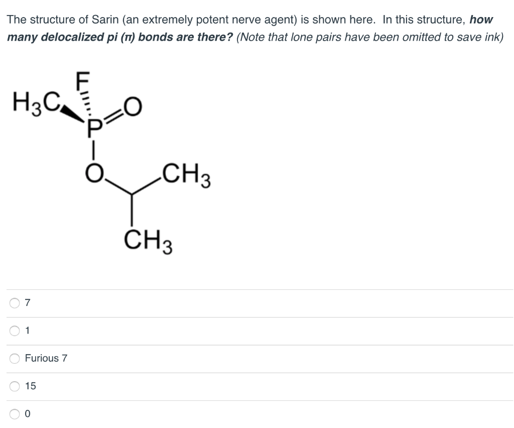 Solved The structure of Sarin (an extremely potent nerve | Chegg.com