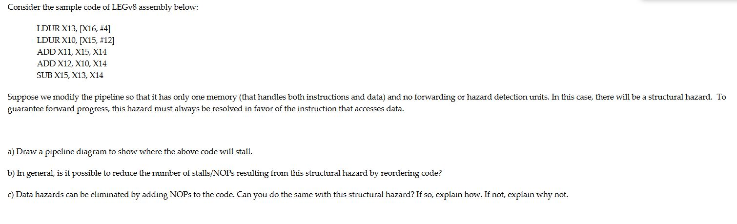 Consider the sample code of LEGv8 assembly below: | Chegg.com