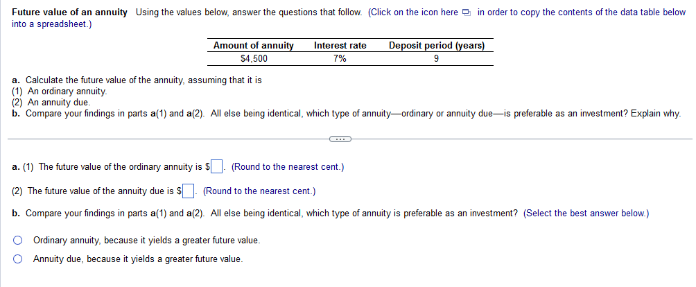 Solved A Calculate The Future Value Of The Annuity