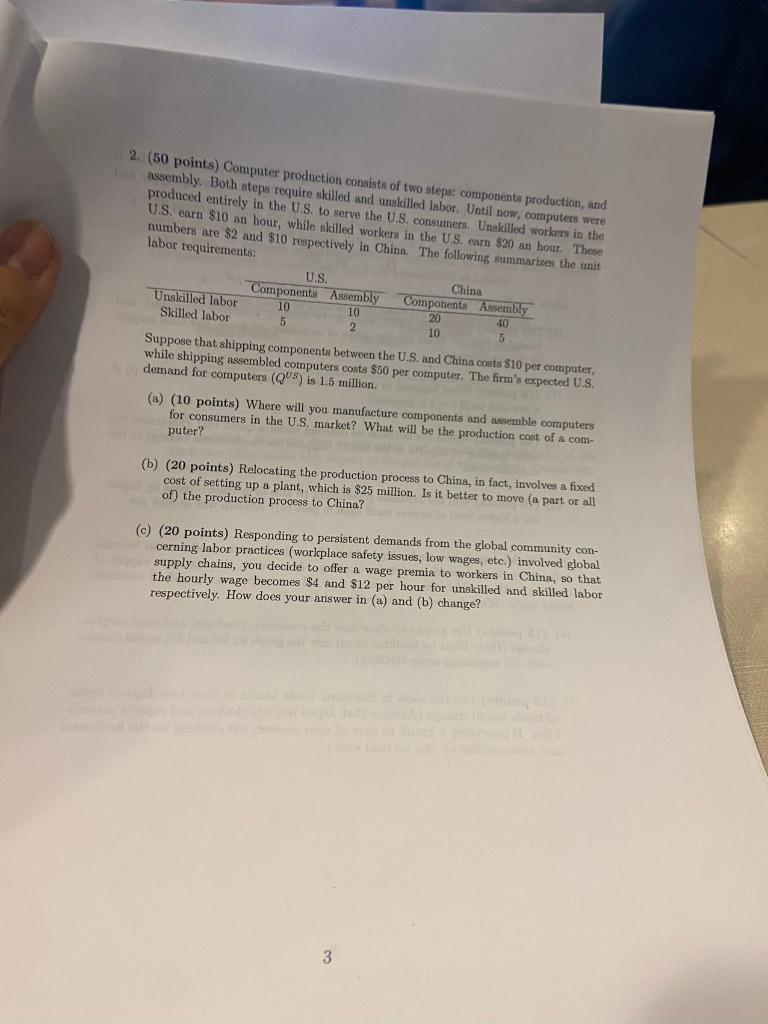Solved 2. ( 50 points) Computer production consists of two | Chegg.com