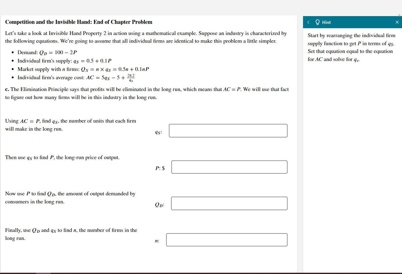 Solved Competition and the Invisible Hand: End of Chapter | Chegg.com