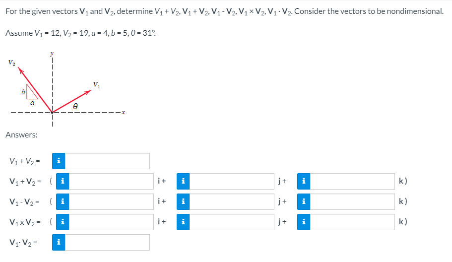 Solved For the given vectors V1 and V2. determine V1 + V2, | Chegg.com
