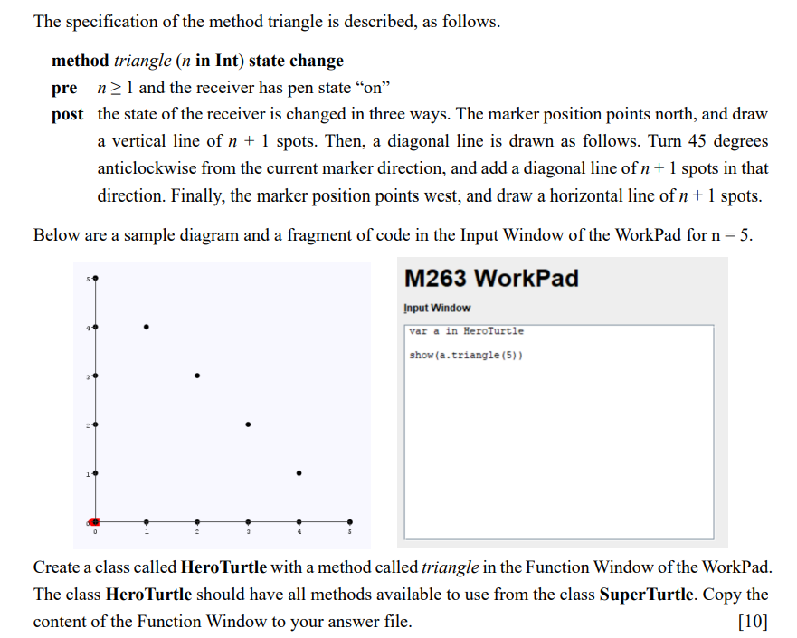 Solved The specification of the method triangle is | Chegg.com