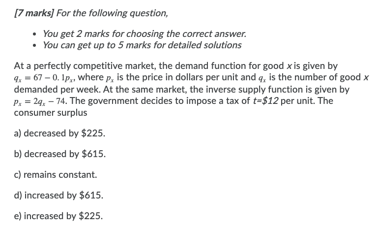 Solved [7 marks] For the following question, You get 2 marks | Chegg.com