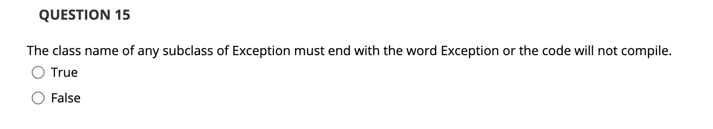Solved QUESTION 15 The class name of any subclass of | Chegg.com