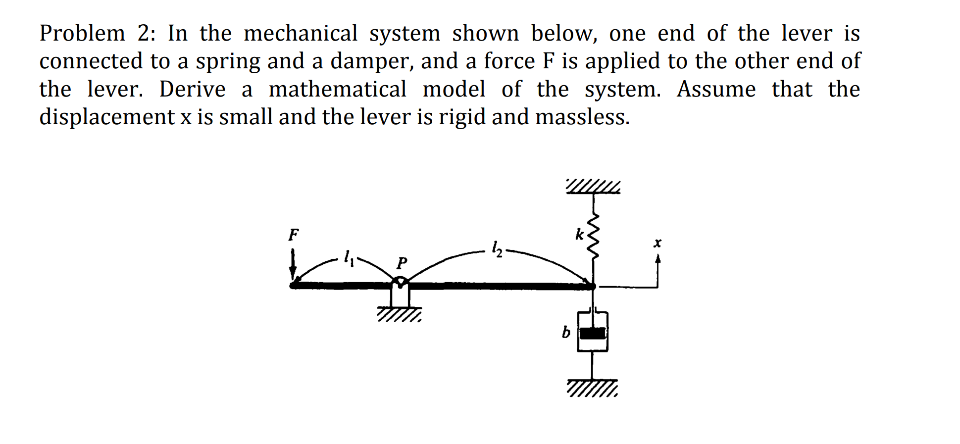 Solved Problem 2: In the mechanical system shown below, one | Chegg.com