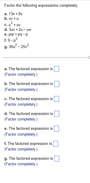 Solved Factor the following expressions completely. a. | Chegg.com