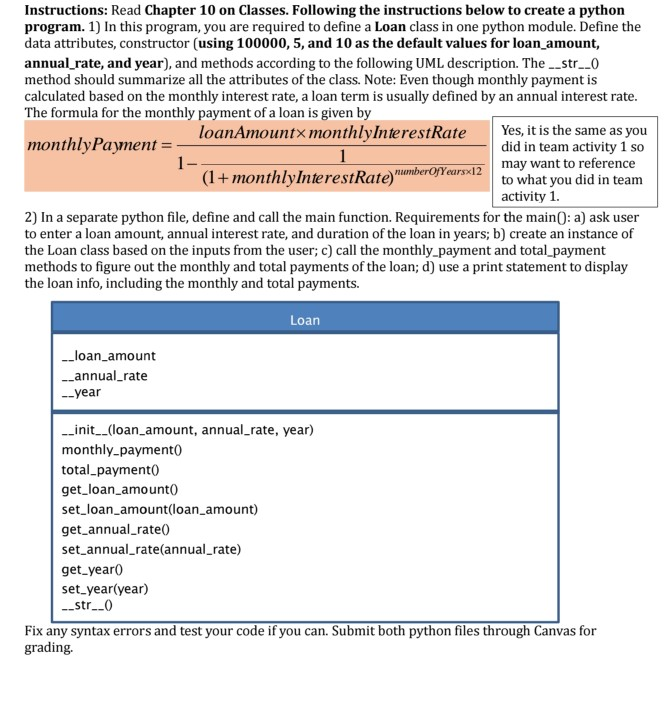 Solved Instructions: Read Chapter 10 on Classes. Following | Chegg.com