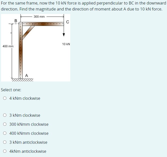 Solved Frame ABC is supported at A and a 10kN load is | Chegg.com
