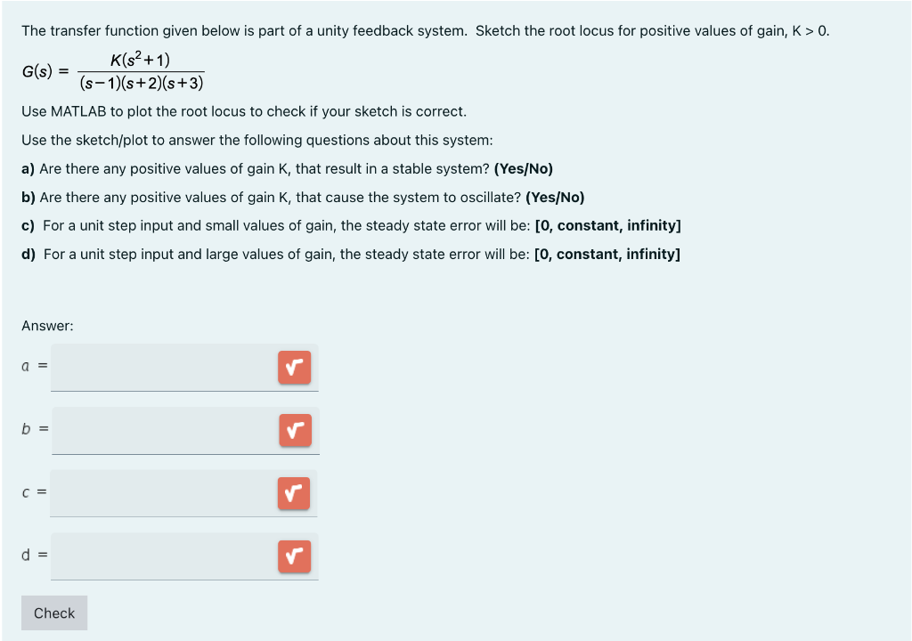 Solved The transfer function given below is part of a unity | Chegg.com