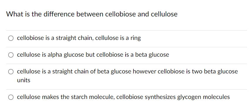 Solved What is the difference between cellobiose and | Chegg.com