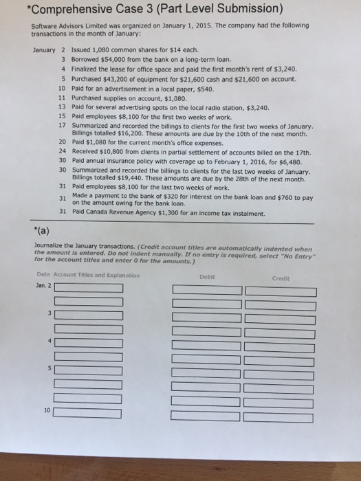Solved Comprehensive Case 3 (Part Level Submission) Software | Chegg.com