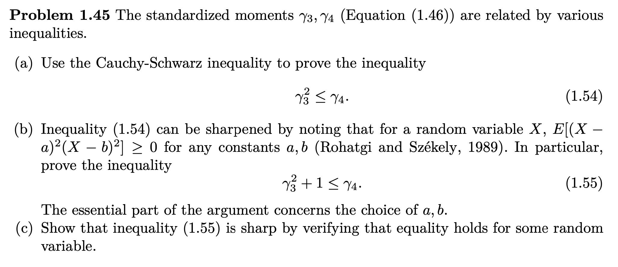 Problem 1.45 The standardized moments γ3,γ4 (Equation | Chegg.com