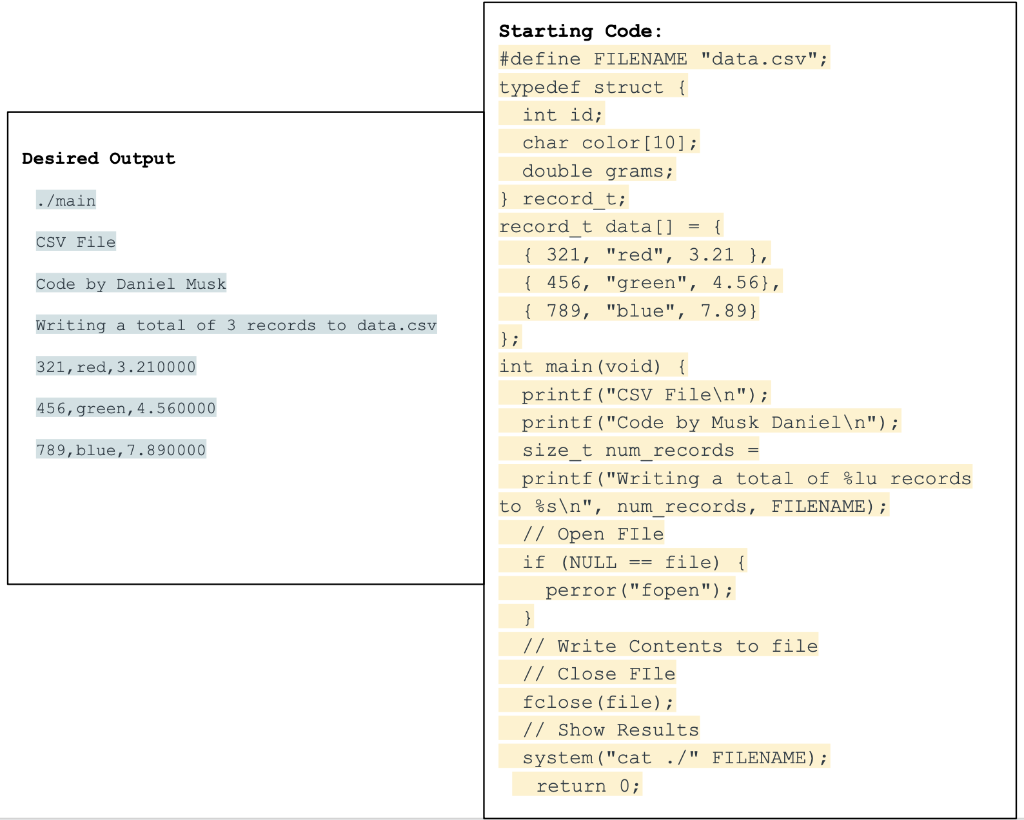 Solved ASAP --> C-PROGRAMMING --> My current code (shown | Chegg.com