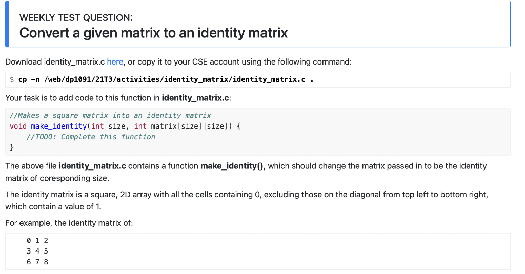 Solved WEEKLY TEST QUESTION: Convert a given matrix to an | Chegg.com