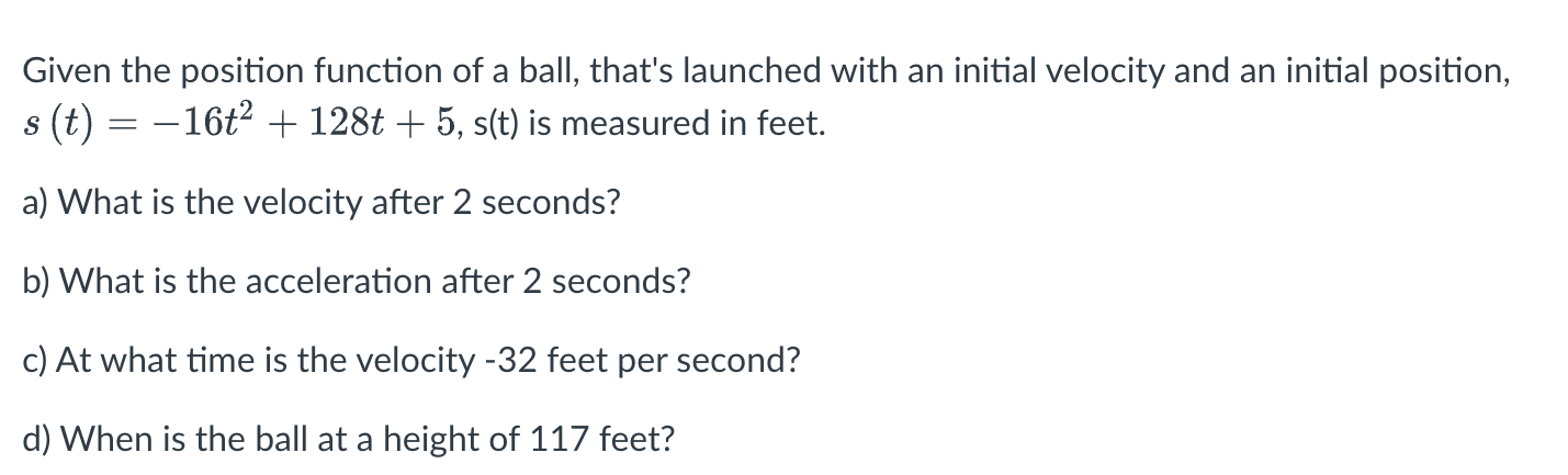 Solved Given the position function of a ball, that's | Chegg.com