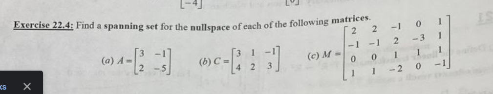 Solved L-4 1 Exercise 22.4: Find a spanning set for the | Chegg.com