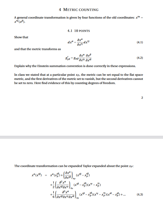 Solved 4 METRIC COUNTING A general coordinate transformation | Chegg.com